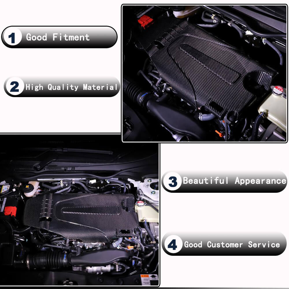 Honda Civic 10th 2016-2021 Engine Cover Trim Dry Carbon Fiber