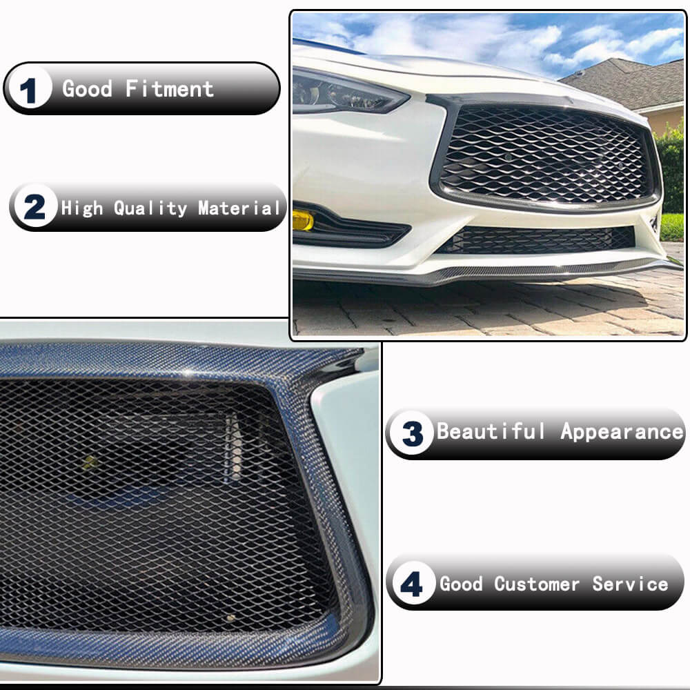 Infiniti Q60 Genuine Carbon Fiber Front Grill | Custom, Factory Outlet