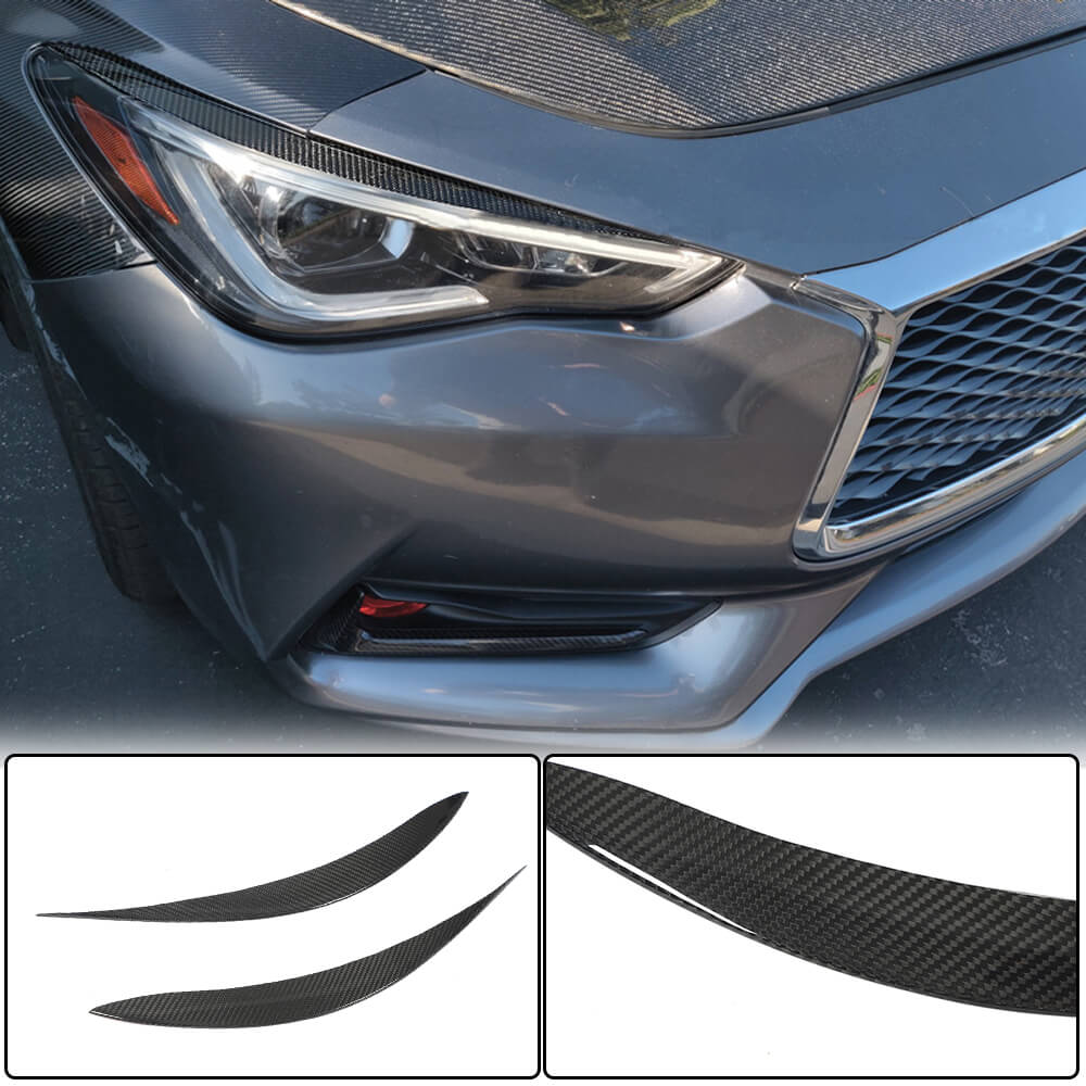 Infiniti Q60 Dry Carbon Fiber Headlight Eyelid Eyebrows | Exterior Mods