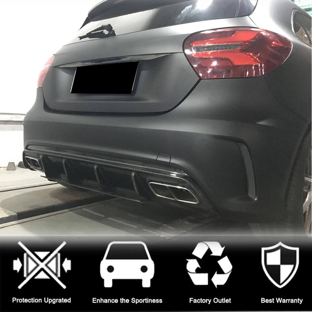 Mercedes Benz W176 A200 A45 AMG Carbon Fiber Rear Bumper Diffuser Lip ...