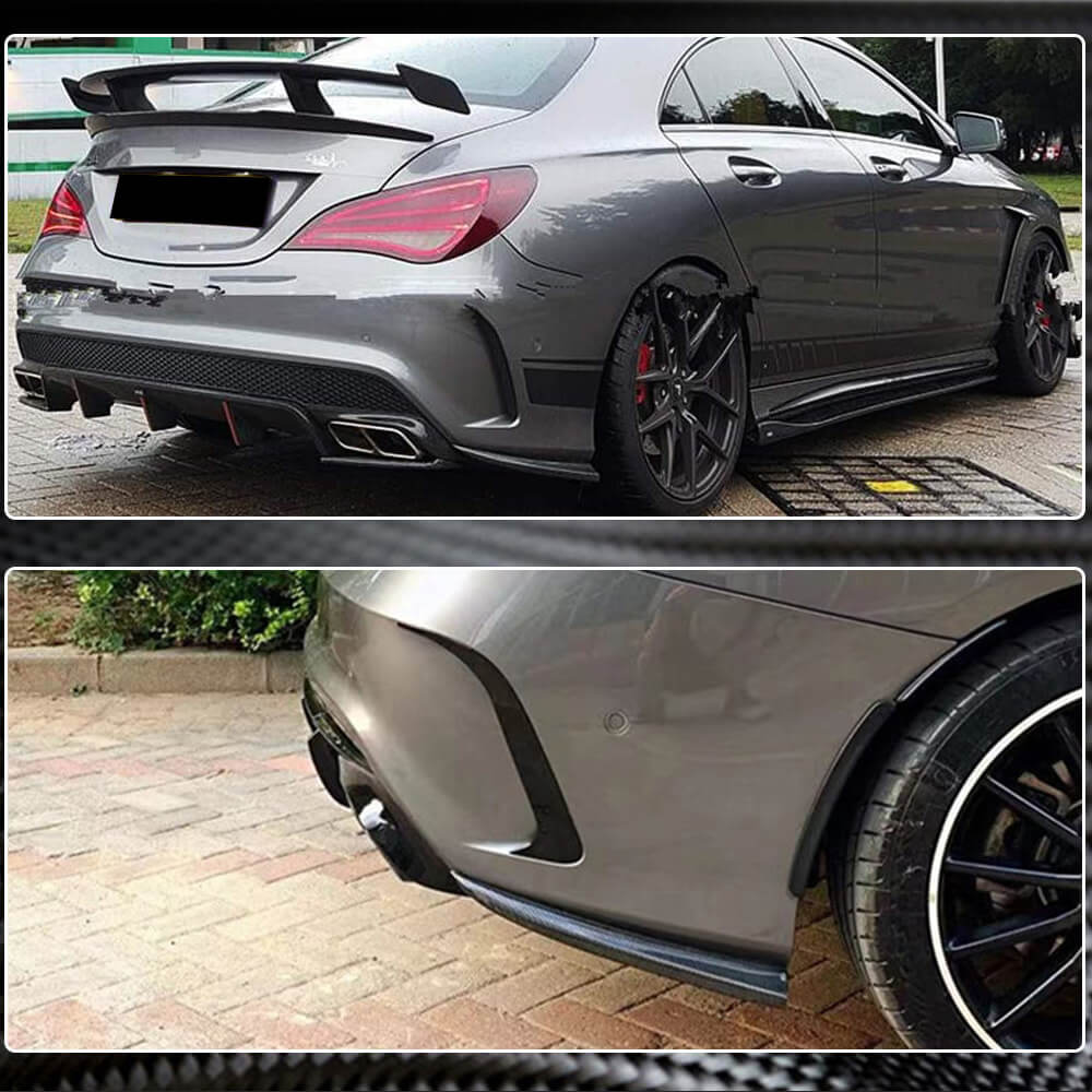 Mercedes Benz W117 C117 CLA45 Carbon Fiber Rear Bumper Canard Splitter ...
