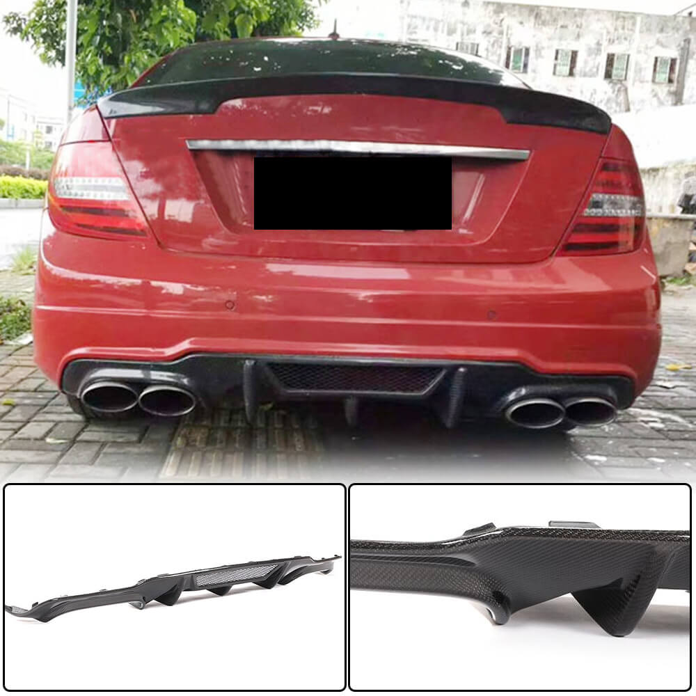 Mercedes Benz W204 C204 C63 AMG Carbon Fiber Rear Bumper Diffuser Lip ...