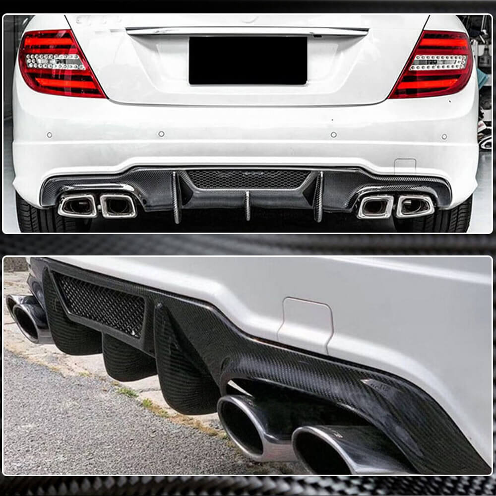 Mercedes Benz W204 C204 C63 AMG Carbon Fiber Rear Bumper Diffuser Lip ...