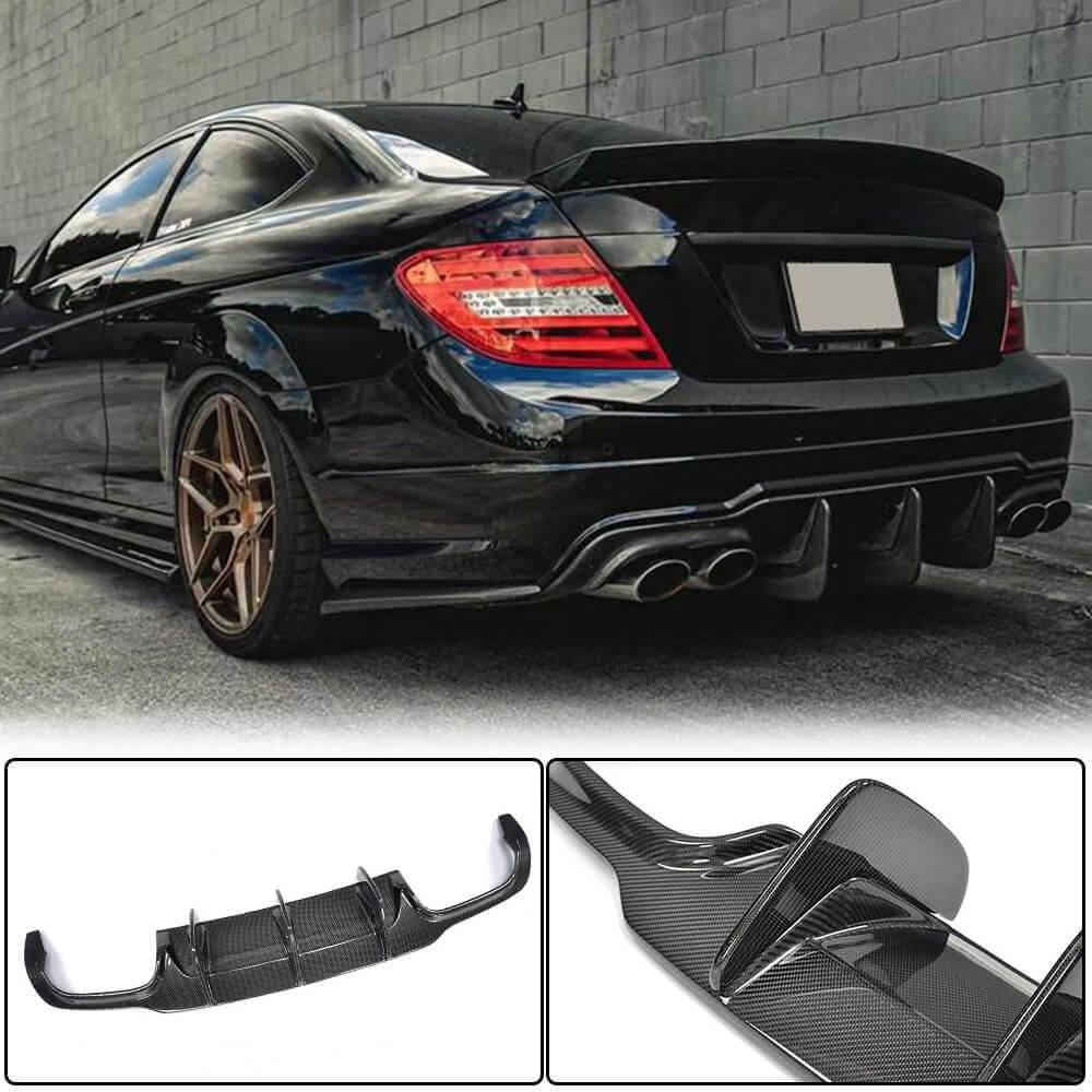 Mercedes-benz W204 C63 Facelift Carbon Fiber Big Fins Rear Diffuser