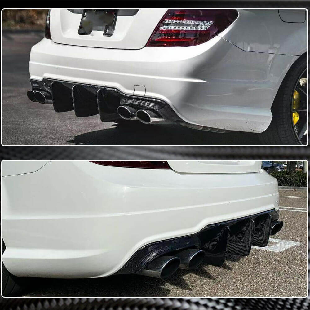 Mercedes-benz W204 C63 Facelift Carbon Fiber Big Fins Rear Diffuser