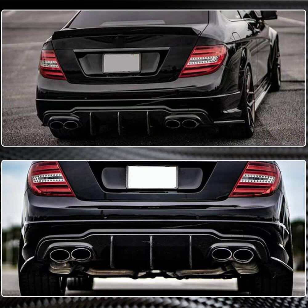 Mercedes-benz W204 C63 Facelift Carbon Fiber Big Fins Rear Diffuser ...