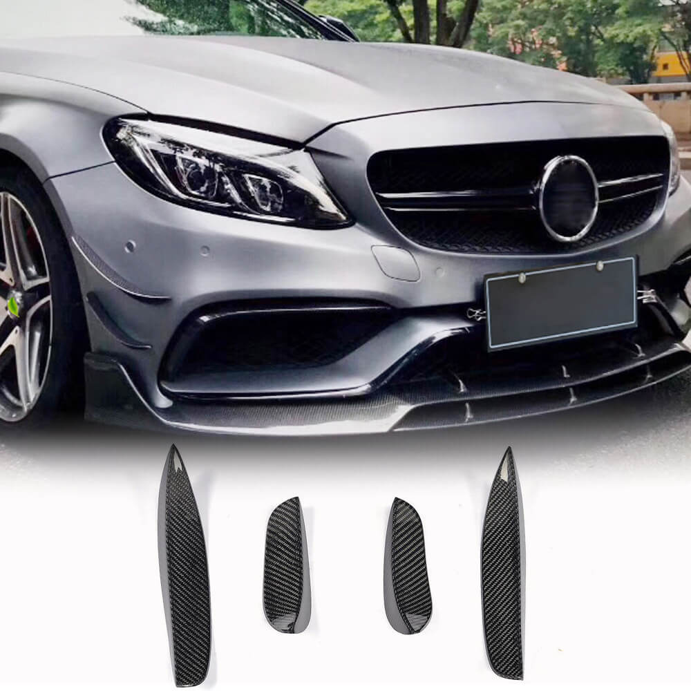 Mercedes Benz W205 C205 C63 AMG Carbon Fiber Front Bumper Air Vent Fins ...