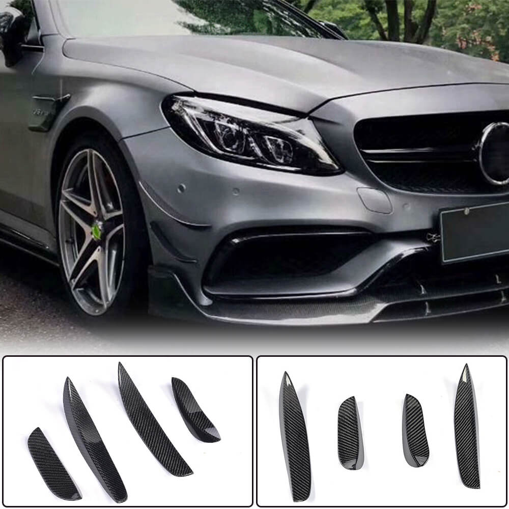 Mercedes Benz W205 C205 C63 AMG Carbon Fiber Front Bumper Air Vent Fins ...