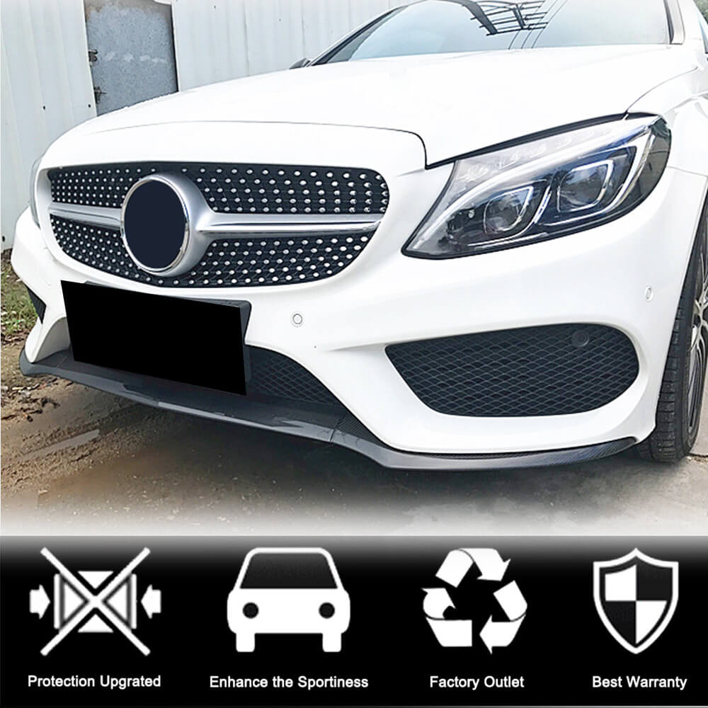 Mercedes Benz W205 C205 C400 C43 Carbon Fiber Front Bumper Lip Spoiler