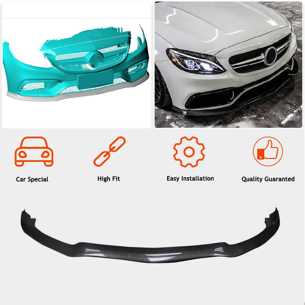 Mercedes Benz W205 C63 Carbon Fiber Front Bumper Lip | Custom Benz ...