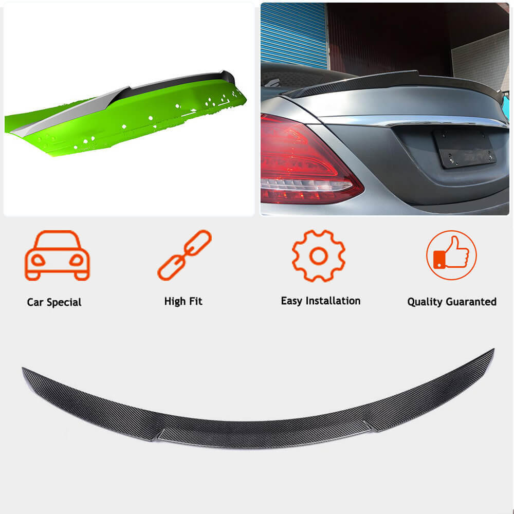 Mercedes Benz W205 C Class Carbon Fiber Rear Trunk Spoiler Wing & Lip