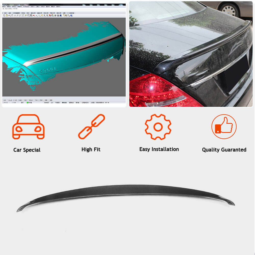 Mercedes Benz W221 S63 Carbon Fiber Trunk Spoiler | Rear, Wing & Lip