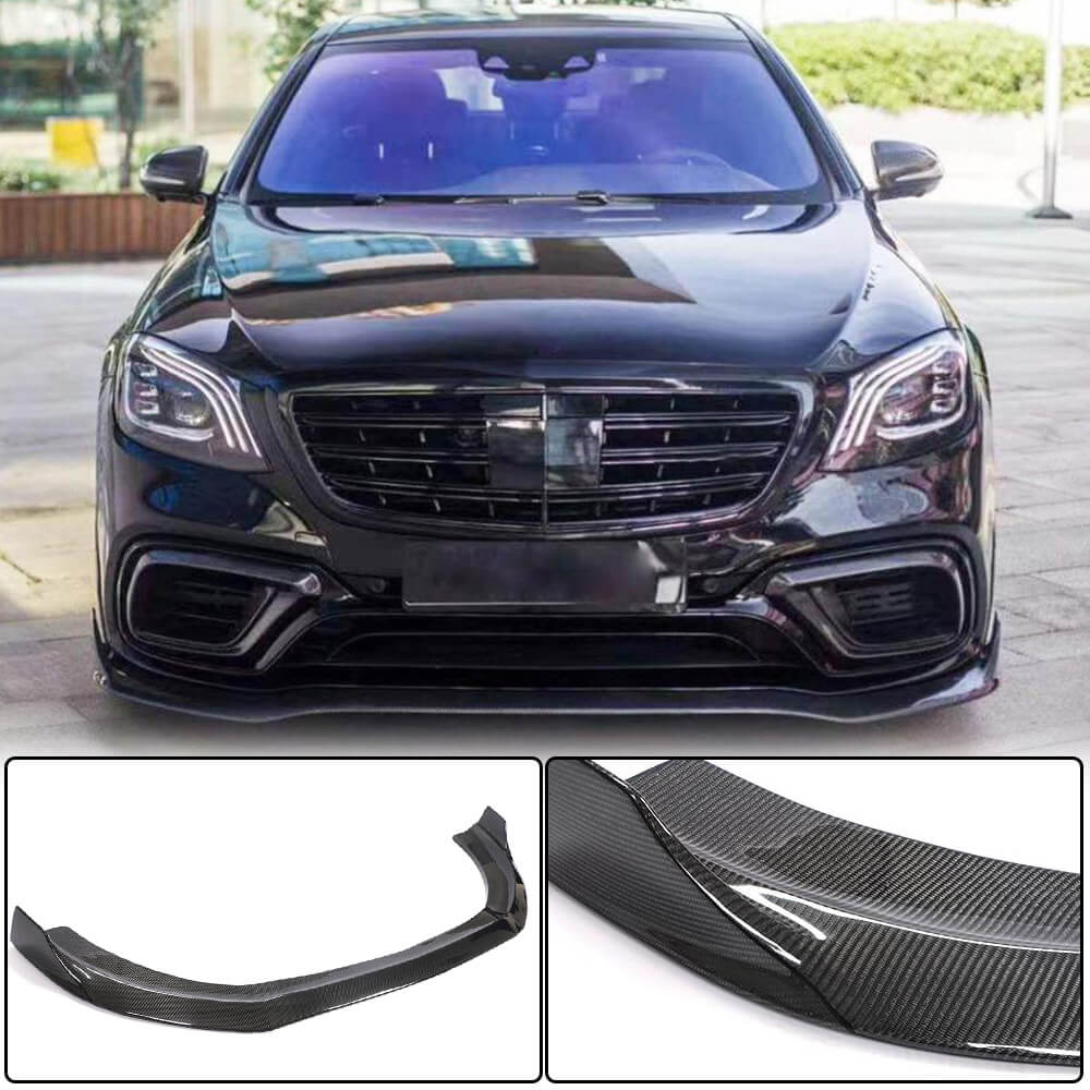 Mercedes Benz W222 S63 S65 AMG Carbon Fiber Front Bumper Lip Spoiler