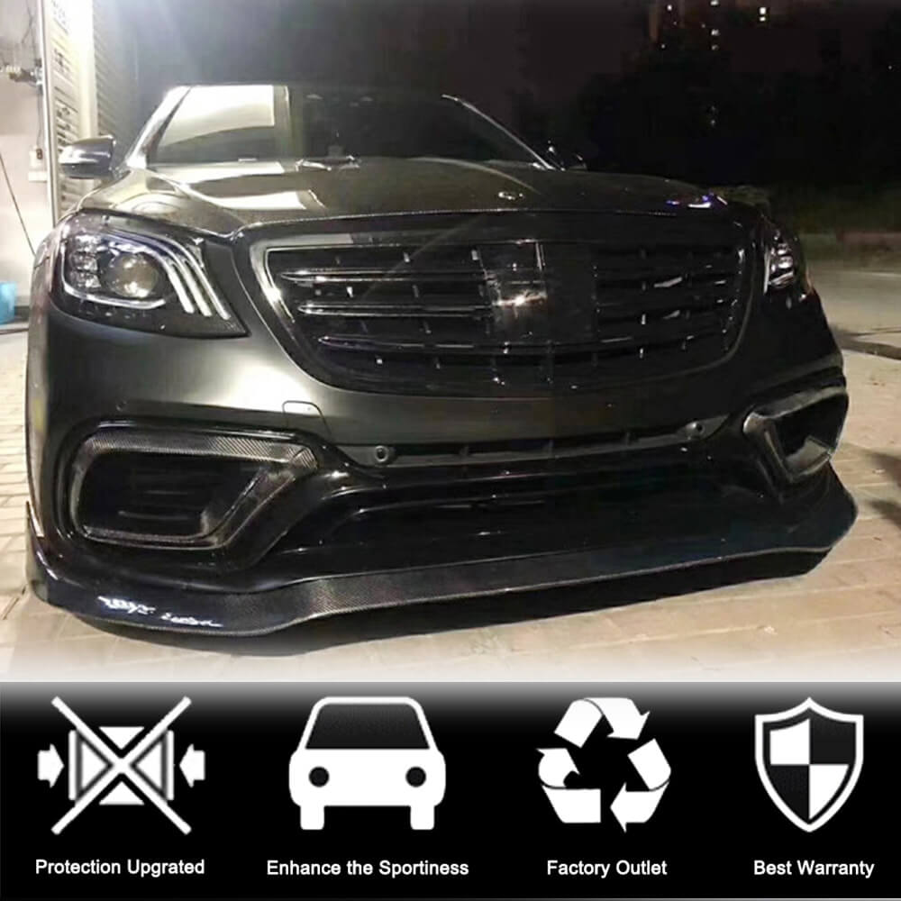 Mercedes Benz W222 S63 S65 AMG Carbon Fiber Front Bumper Lip Spoiler