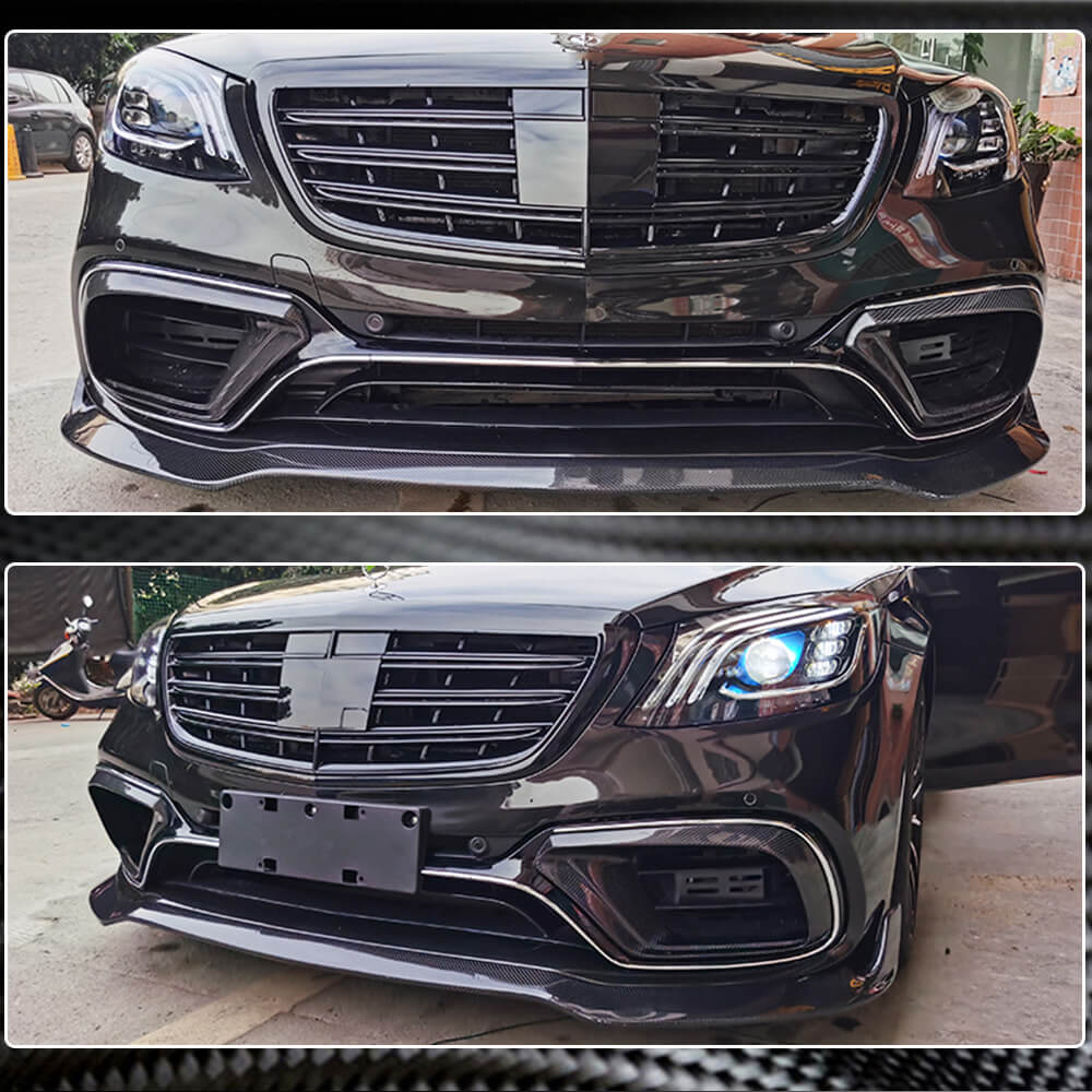 Mercedes Benz W222 S63 S65 AMG Carbon Fiber Front Bumper Lip Spoiler