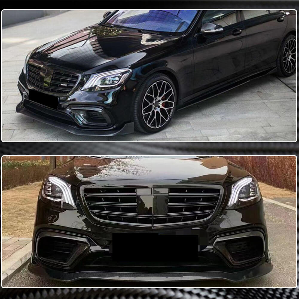 Mercedes Benz W222 S63 S65 AMG Facelift 2018-2021 Front Bumper Lip Carbon Fiber | Ahacarbon