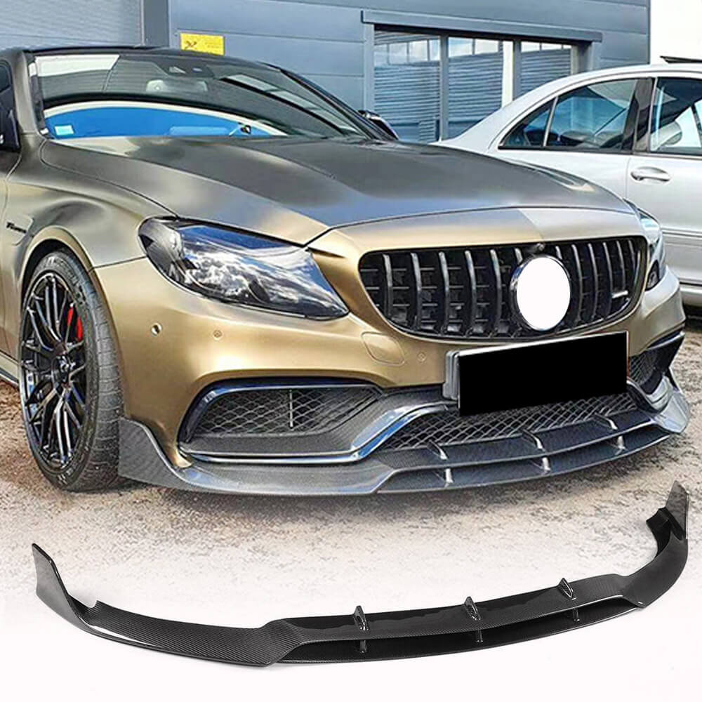 Mercedes Benz W205 C205 C63 Carbon fiber Front Bumper Lip Spoiler ...