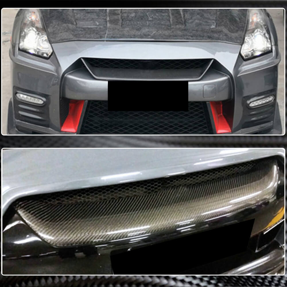 Nissan GTR GT-R R35 Dry Carbon Fiber Front Grille Mesh Cover Trim