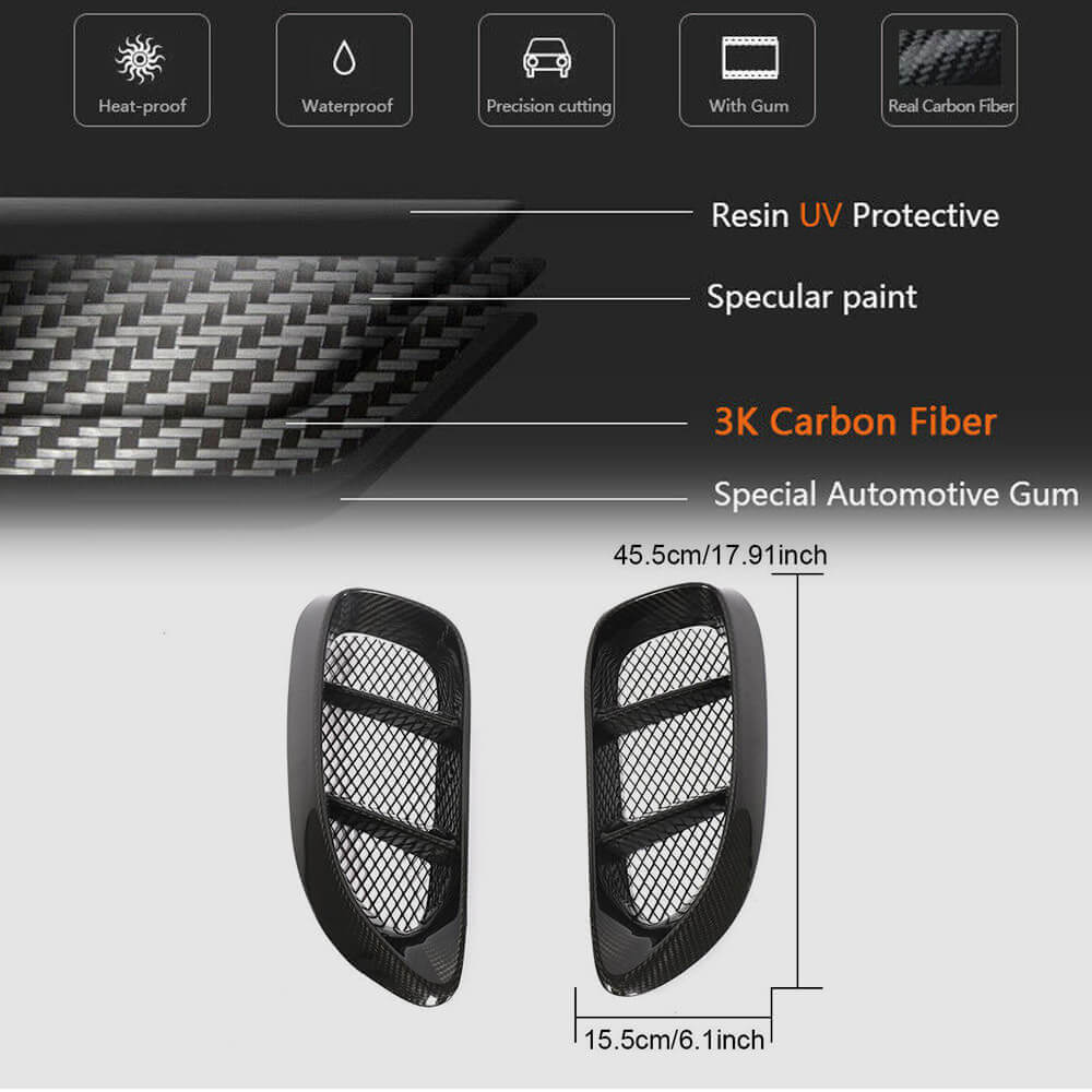 Porsche 718 Boxster Cayman Dry Carbon Fiber Side Air Scoop Fender Vents
