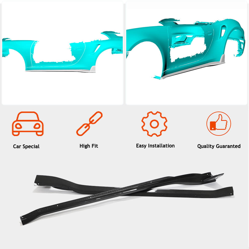 Porsche 911 992 Dry Carbon Fiber Side Skirts Extension Lip Splitters