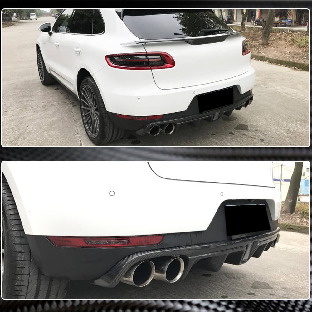Porsche Macan Carbon Fiber Rear Bumper Diffuser Lip | W/Brake Light