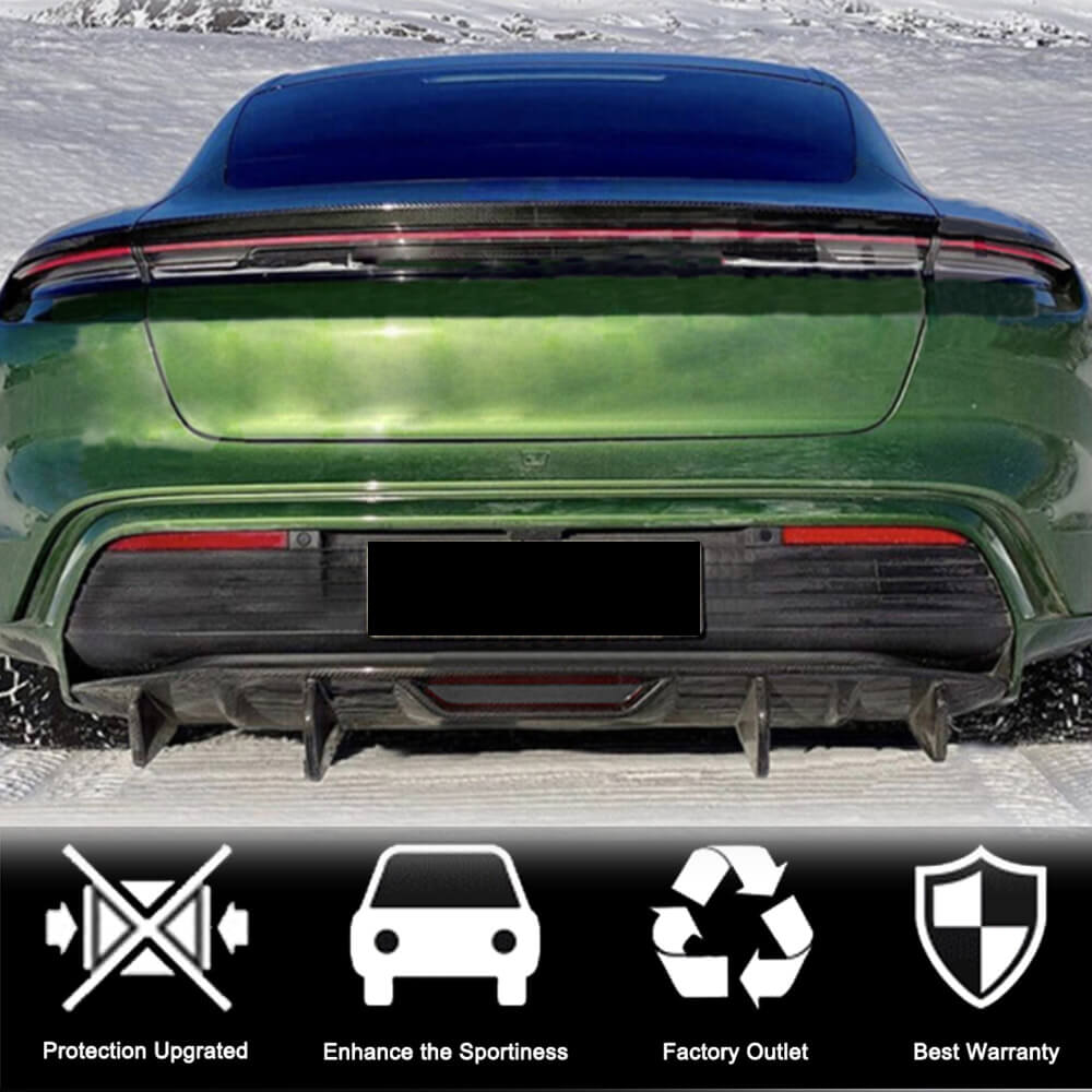 Porsche Taycan Dry Carbon Fiber Rear Bumper Diffuser | Exterior Mods