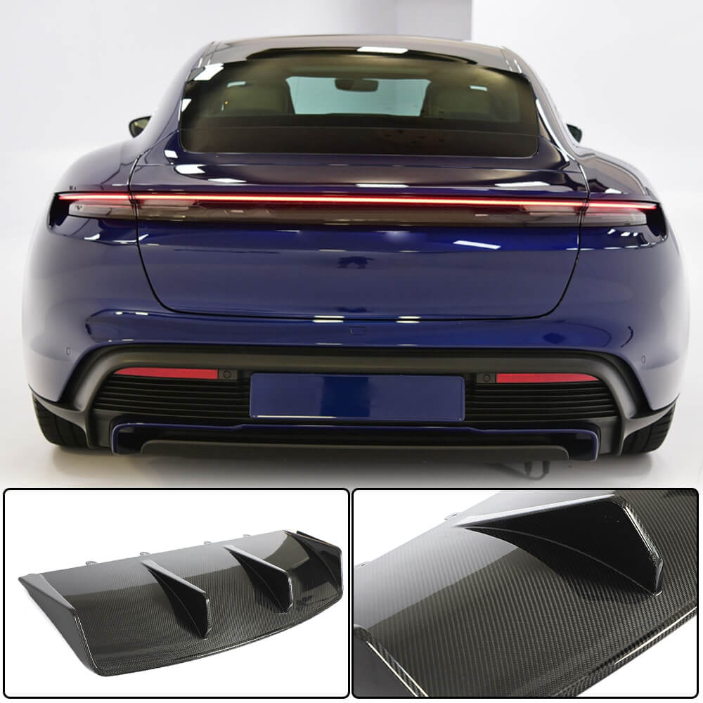 Porsche Taycan 9J1 Turbo S Dry Carbon Fiber Rear Bumper Diffuser Cover