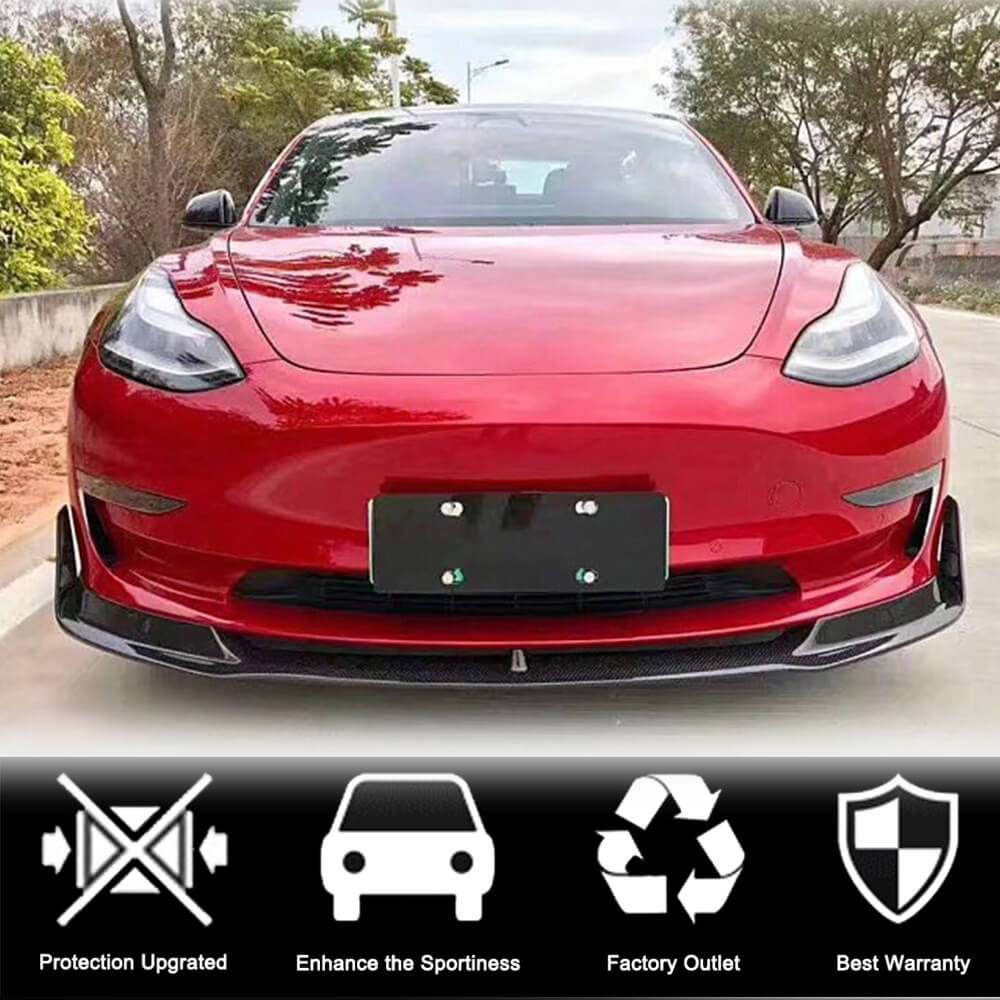 Tesla Model 3 Front Bumper Lip Spoiler | Tesla Carbon Fiber Accessories