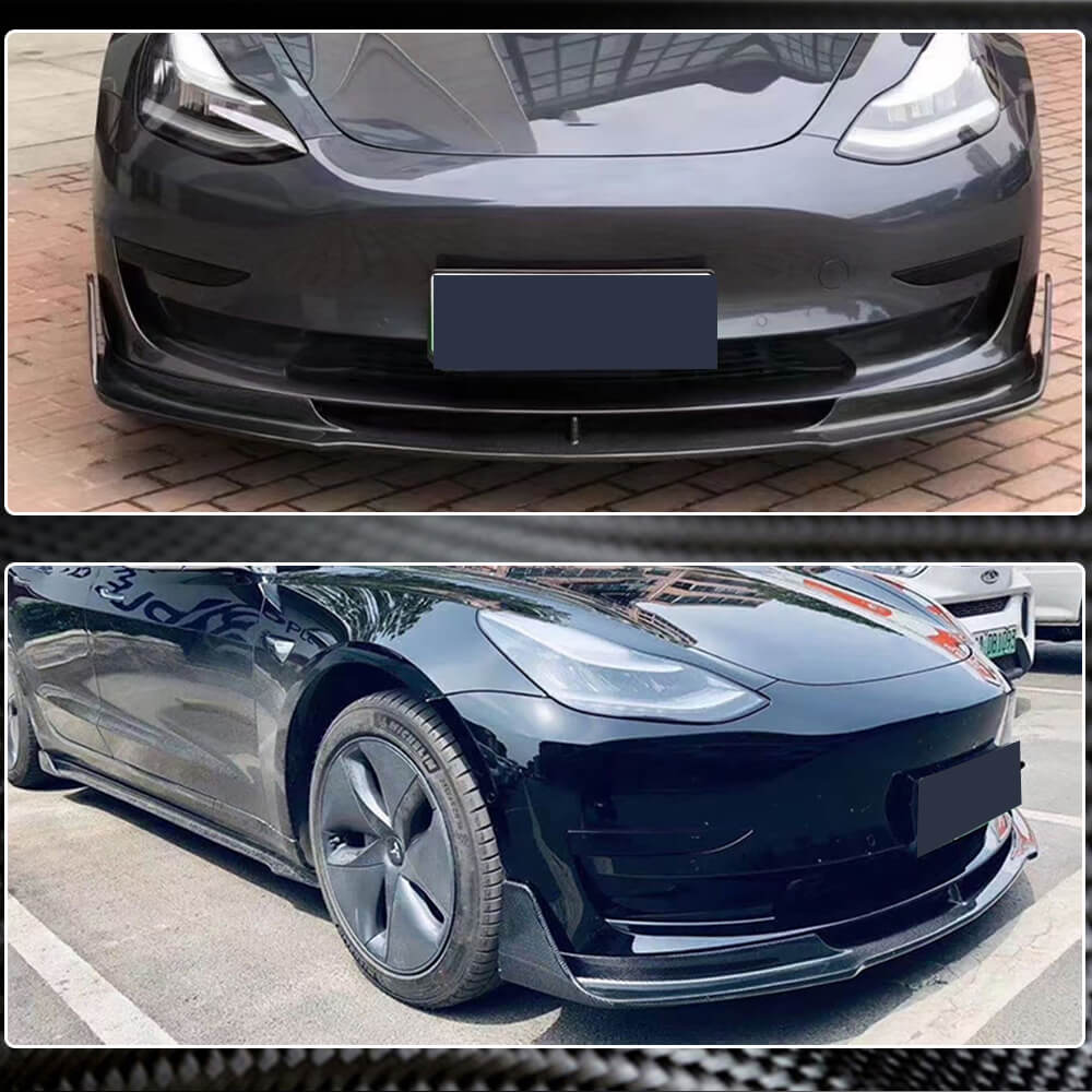 Tesla Model 3 Front Bumper Lip Spoiler | Tesla Carbon Fiber Accessories