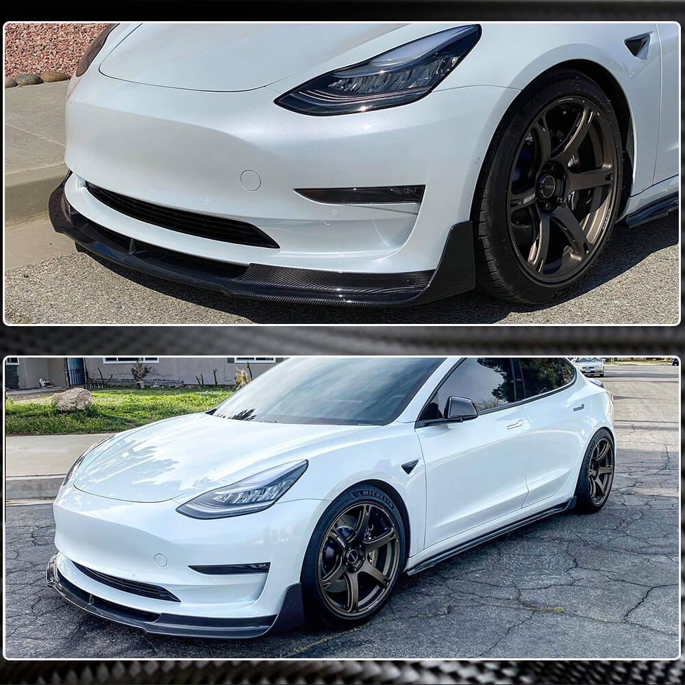Tesla Model 3 Front Bumper Lip Spoiler | Tesla Carbon Fiber Accessories