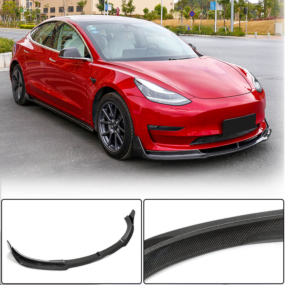 Tesla Model 3 Front Bumper Lip Spoiler | Tesla Carbon Fiber Accessories