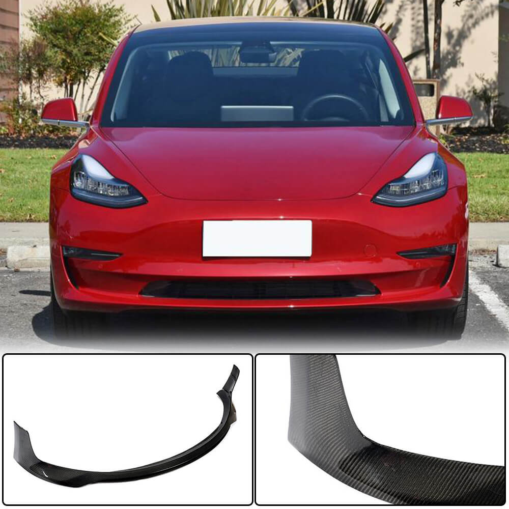 Tesla Model 3 Carbon Fiber Front Lip Spoiler | Exterior Mods, Factory ...