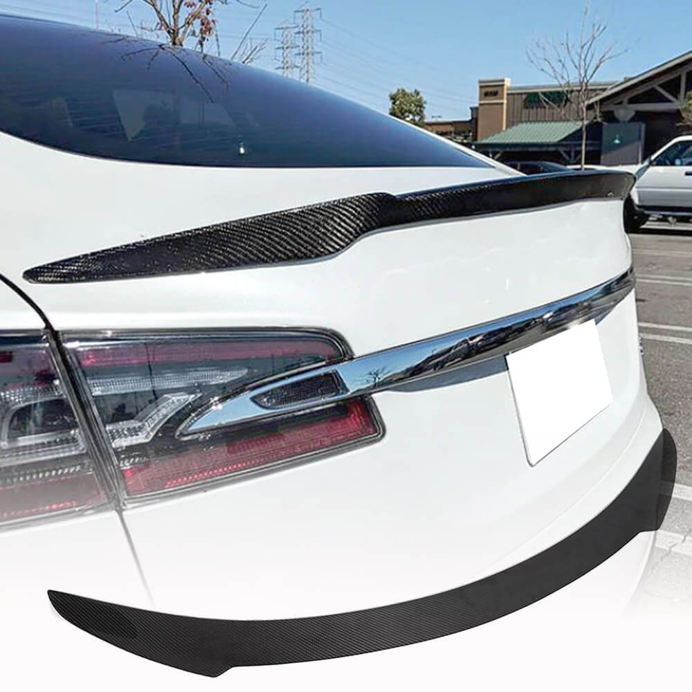 Tesla Model S Carbon Fiber Rear Trunk Spoiler Lip | Aerodymic Body Kit