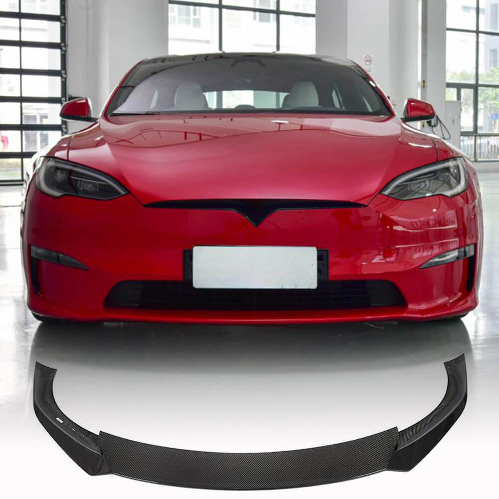 Tesla Model S Carbon Fiber Front Bumper Lip | Custom, Top Fit