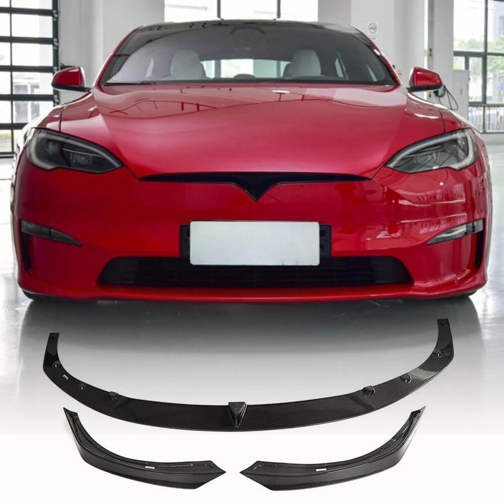 Tesla Model S Carbon Fiber Front Bumper Lip | Custom, Top Fit