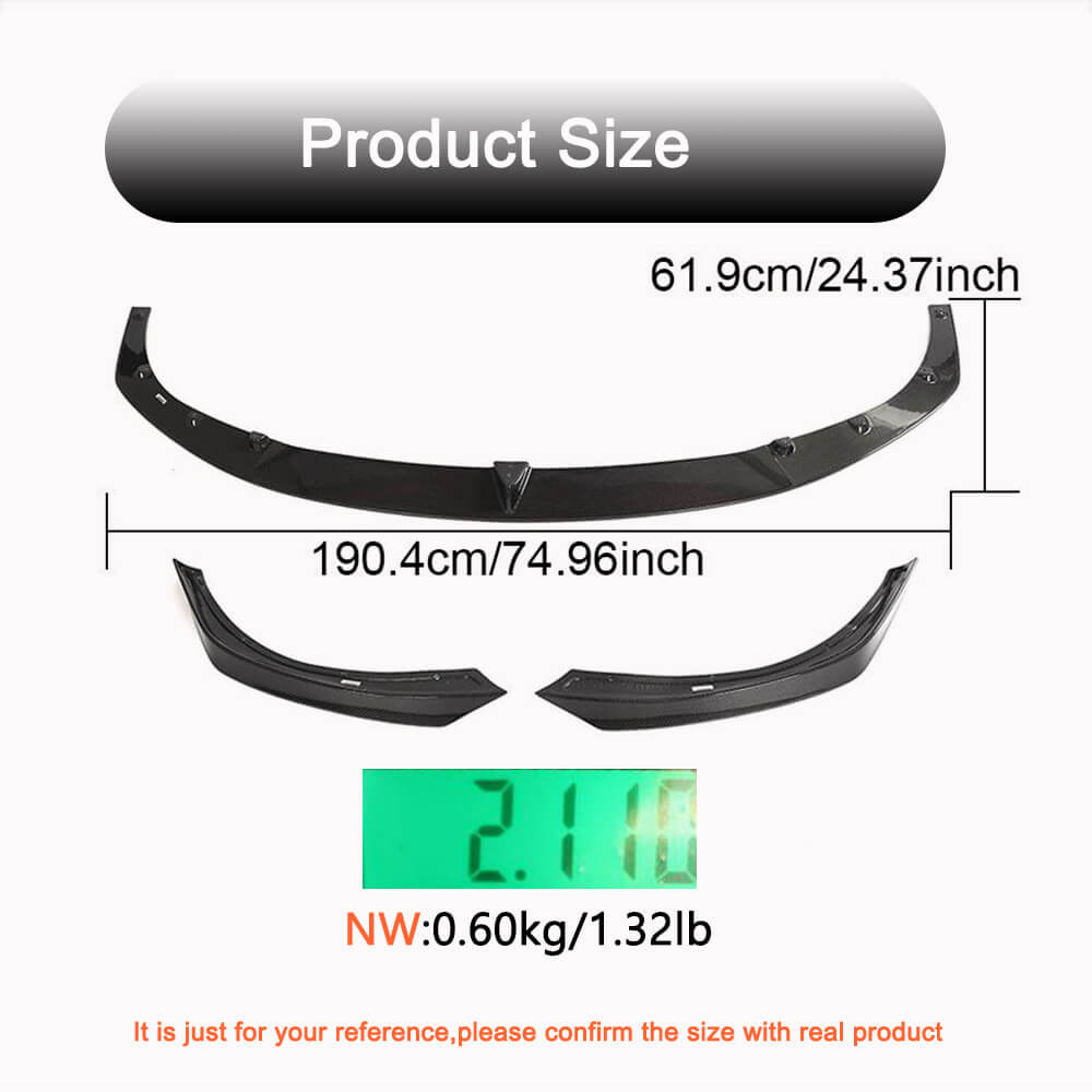 Tesla Model S Carbon Fiber Front Bumper Lip | Custom, Top Fit