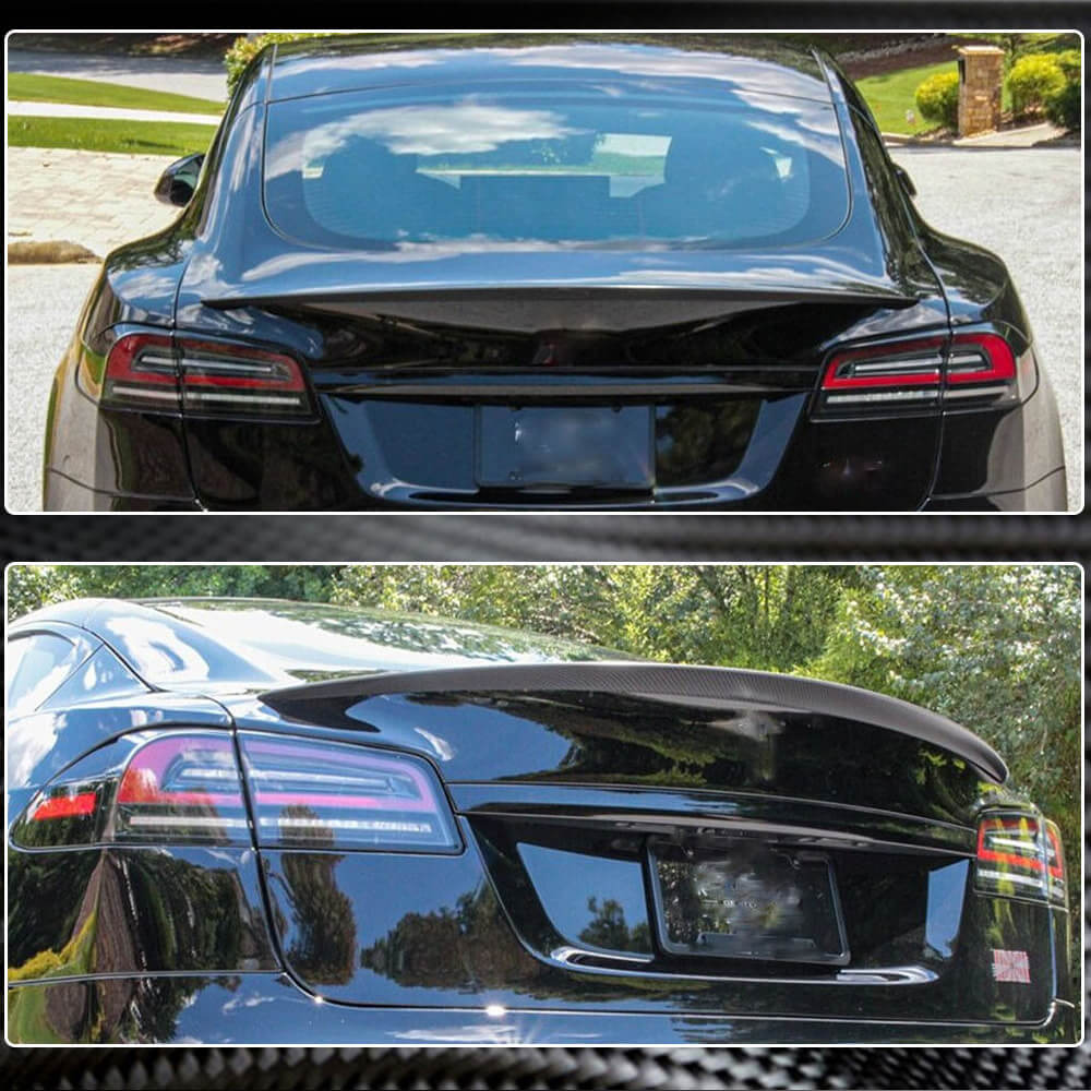 Tesla Model S Dry Carbon Fiber Rear Trunk Spoiler Wing Lip | Exterior Mods