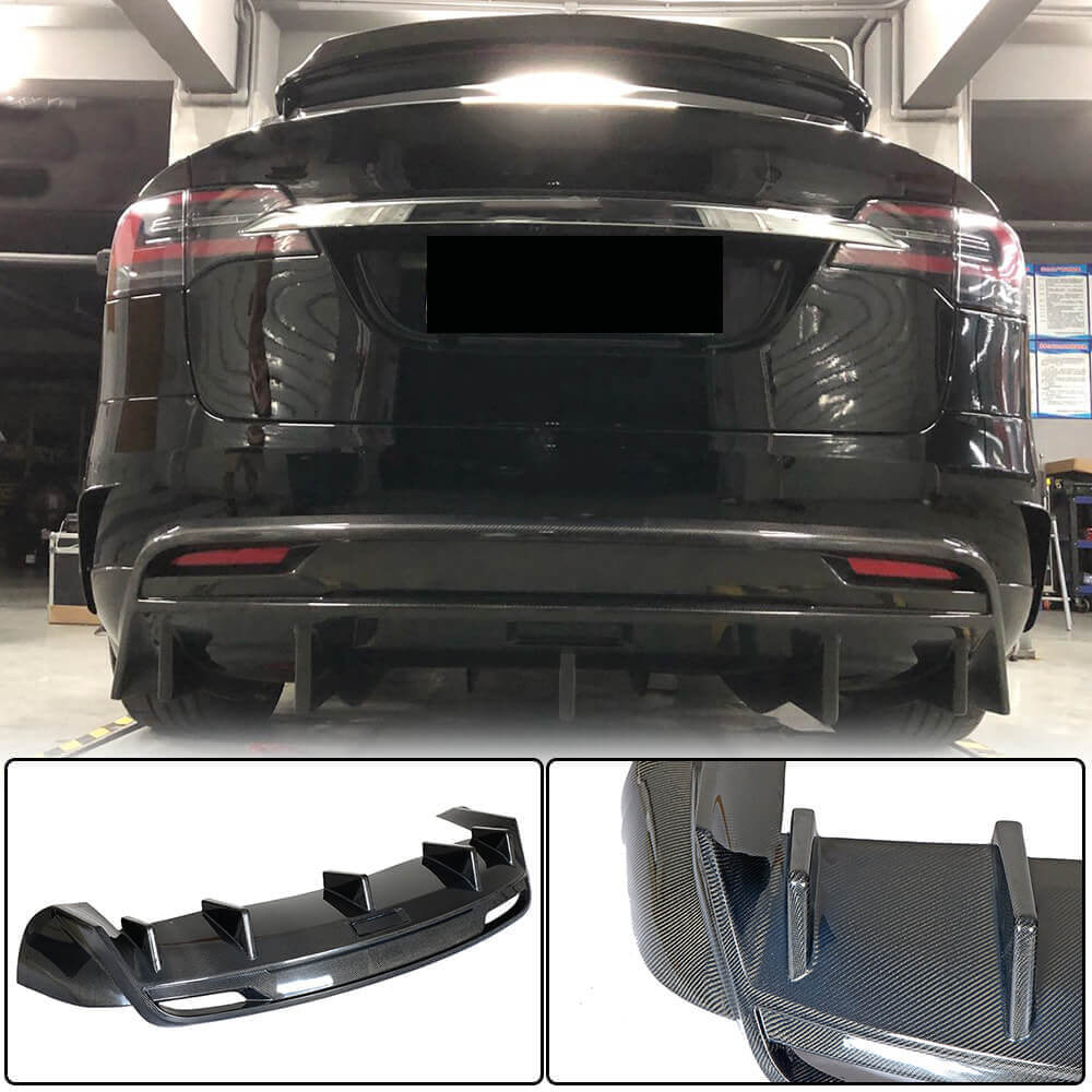 Tesla Model X Carbon Fiber Rear Bumper Diffuser Lip | Exterior Mods