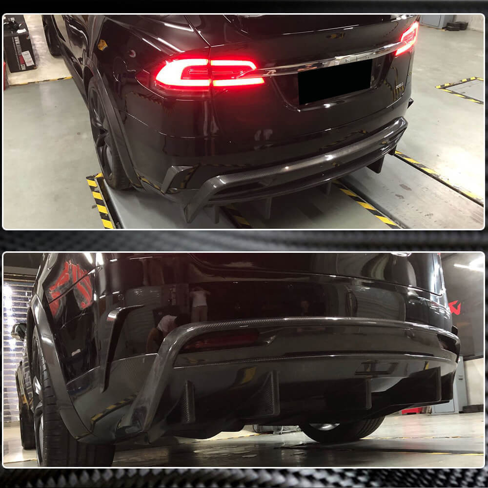 Tesla Model X Carbon Fiber Rear Bumper Diffuser Lip | Exterior Mods