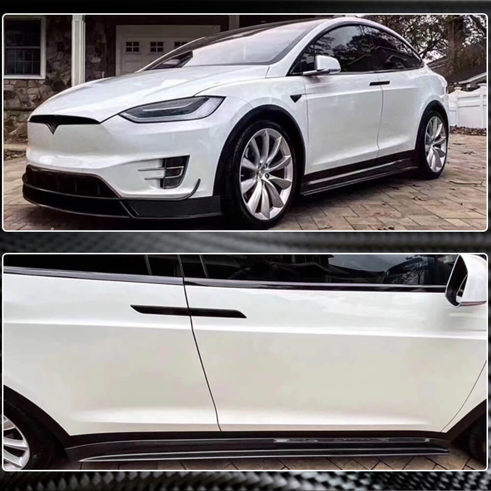 Tesla Model X Carbon Fiber Side Skirt Extensions Lip | Exterior Mods