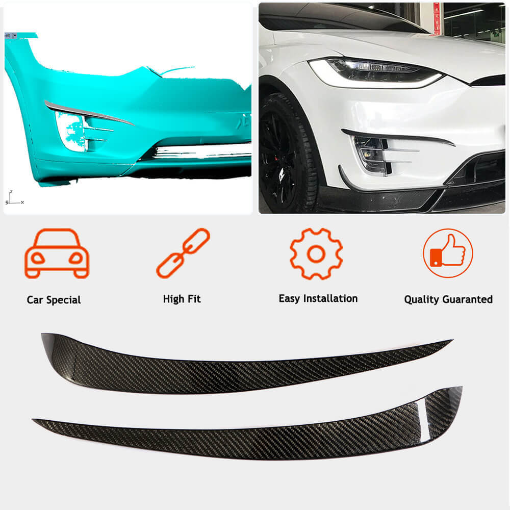 Tesla Model X Carbon Fiber Front Bumper Air Vent Fins | Exterior Mods