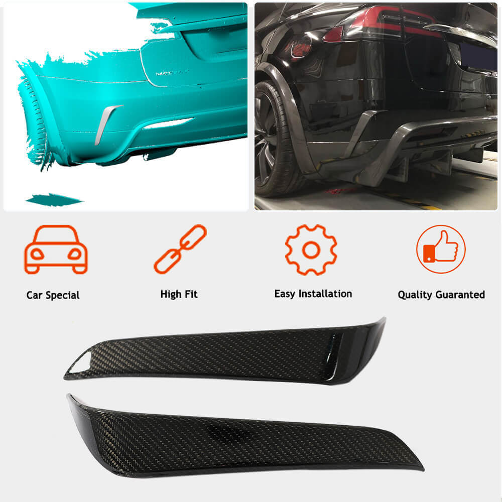 Tesla Model X Carbon Fiber Rear Bumper Air Vent Fins | Exterior Mods