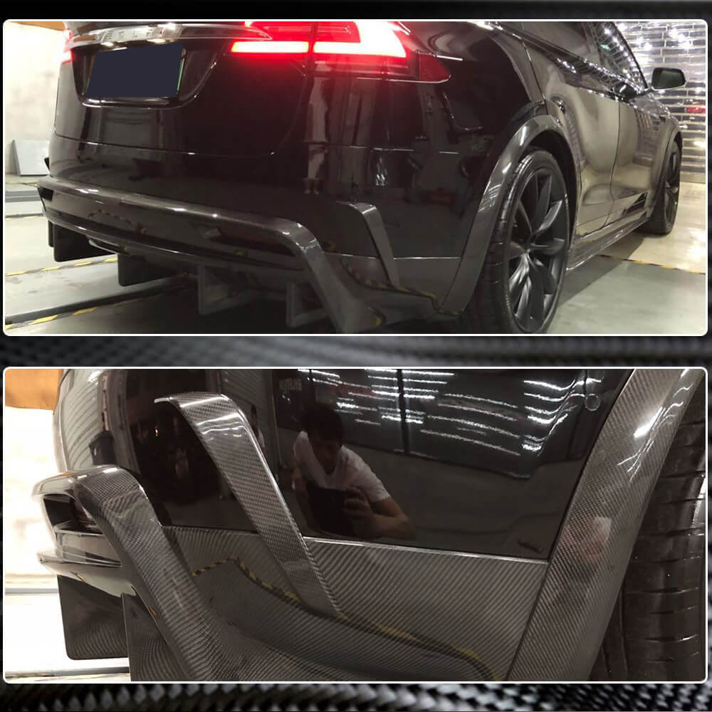 Tesla Model X Carbon Fiber Rear Bumper Air Vent Fins | Exterior Mods