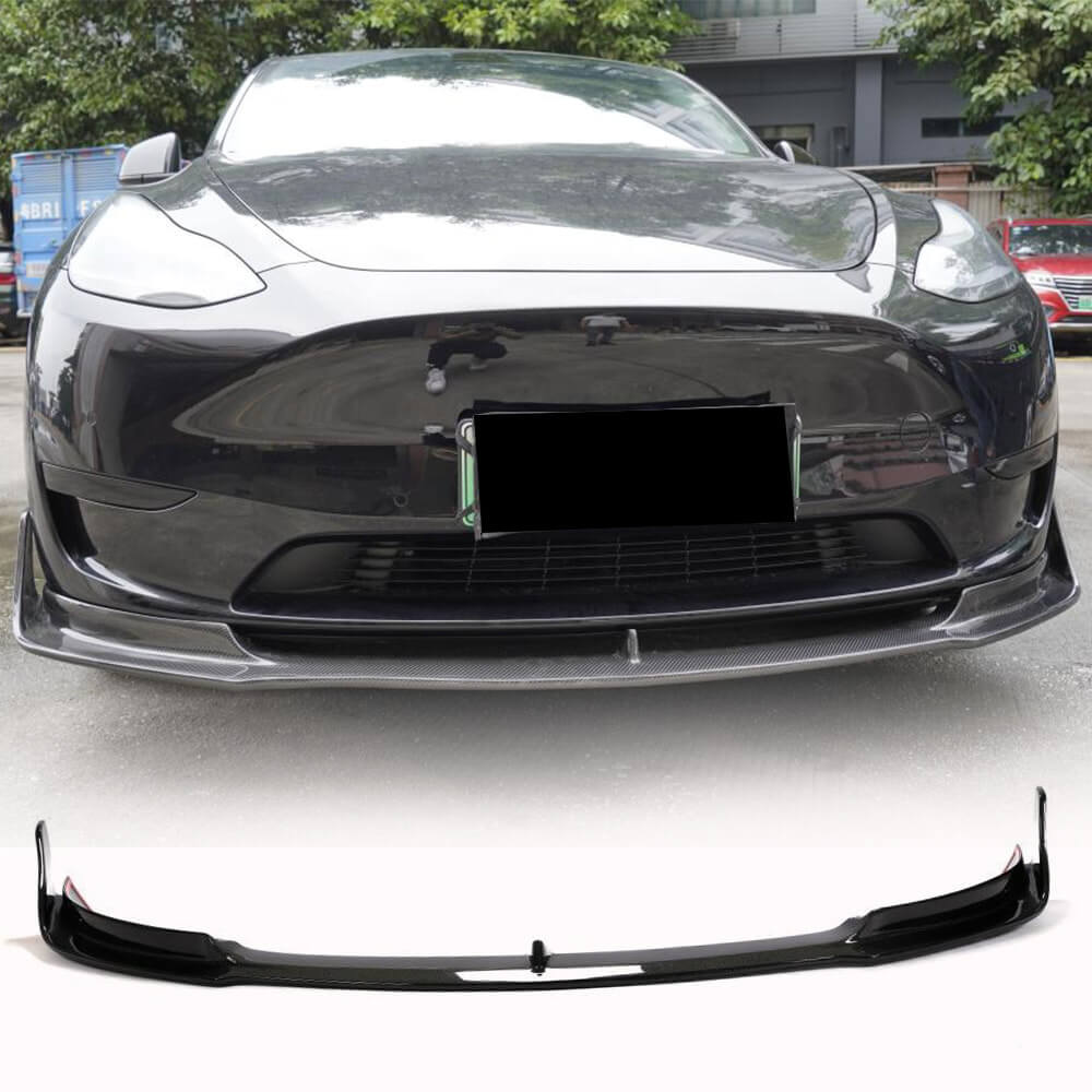 Tesla Model Y Carbon Fiber Front Bumper Lip Spoiler | Exterior Mods ...