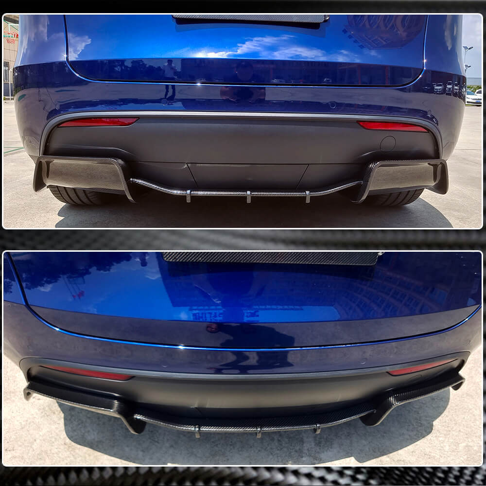 Tesla Model Y Dry Carbon Fiber Rear Bumper Diffuser | Exterior Mods
