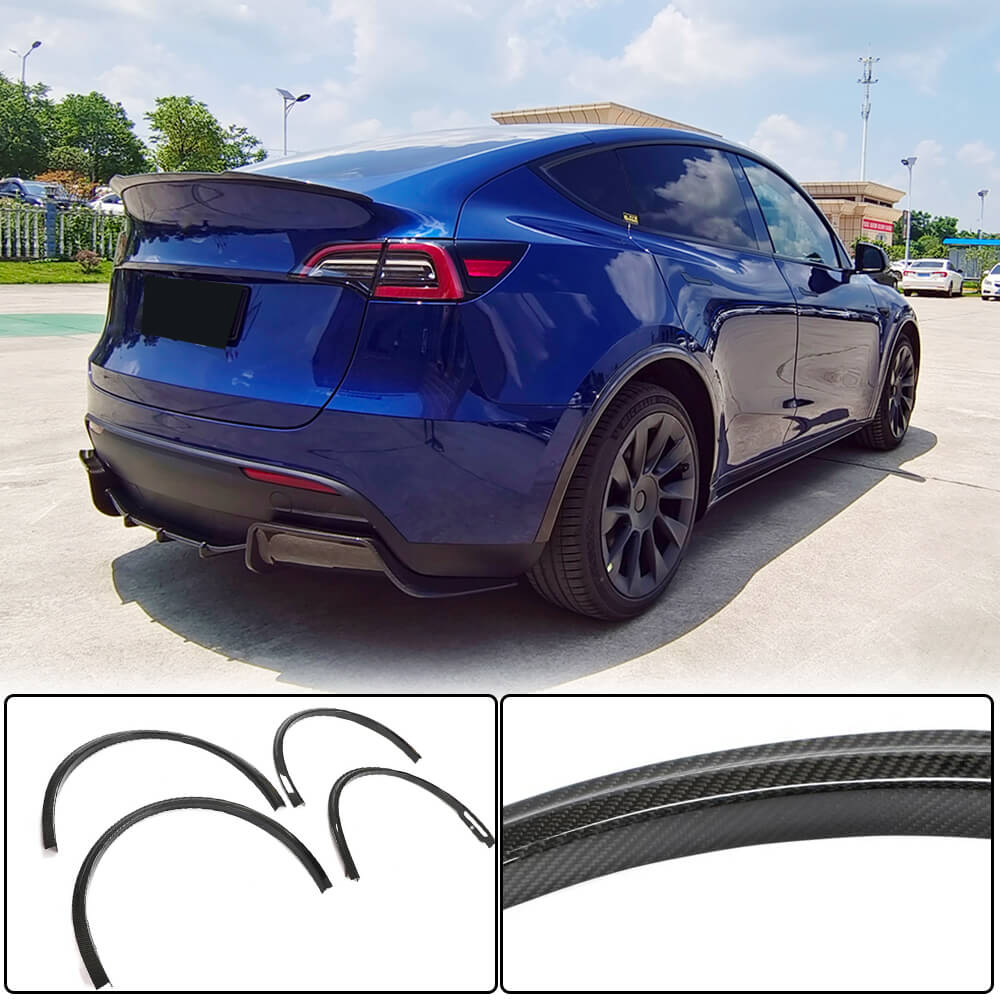 Tesla Model Y Dry Carbon Fiber Wheel Arch Flares Trims | Exterior Mods